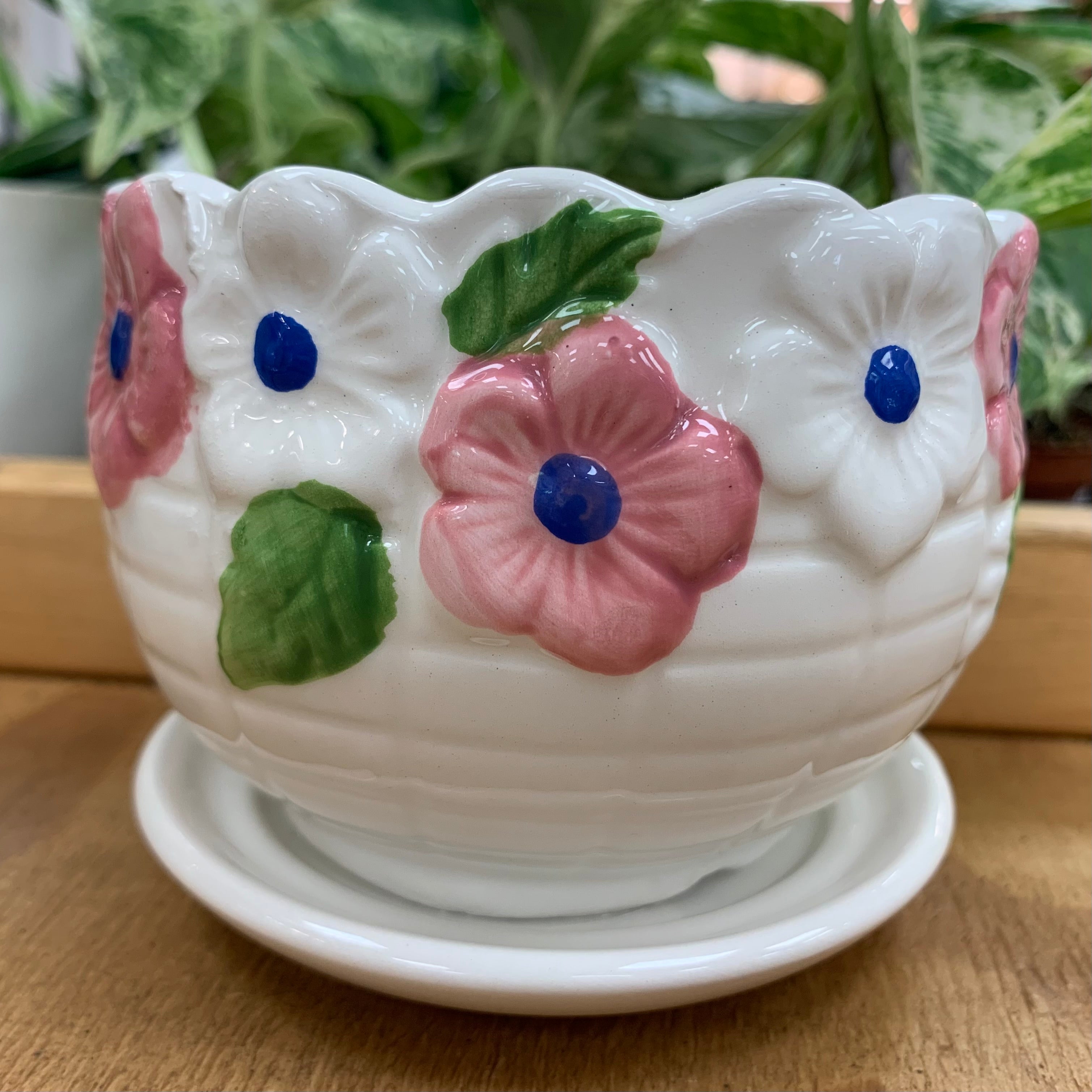 Pink Flower Ceramic Planter – Mari's Gardens